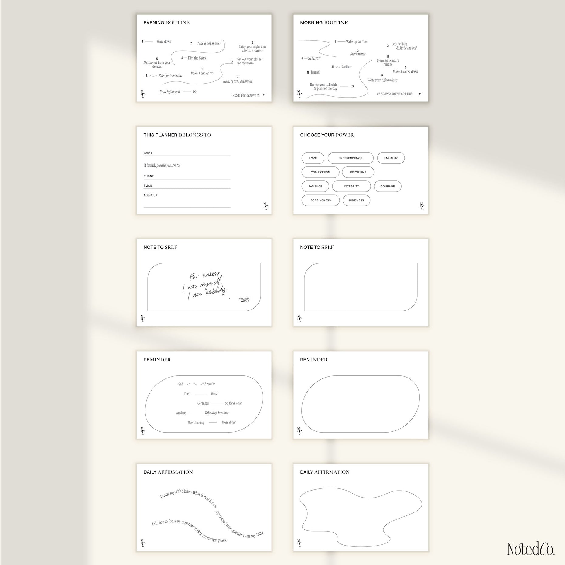 Essential Journal Card Set - Printable 10 card set - PDF – Noted Co.