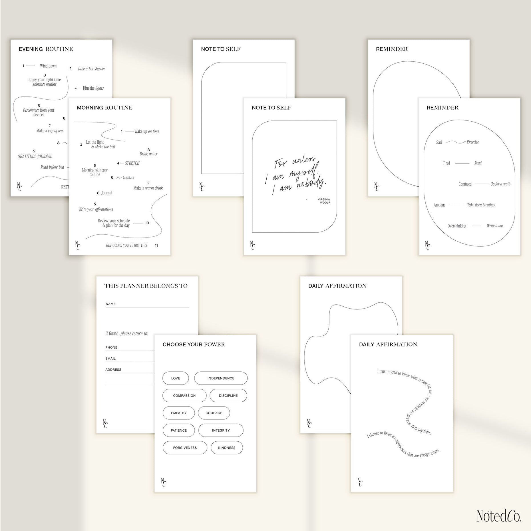 Essential Journal Card Set - Printable 10 card set - PDF – Noted Co.